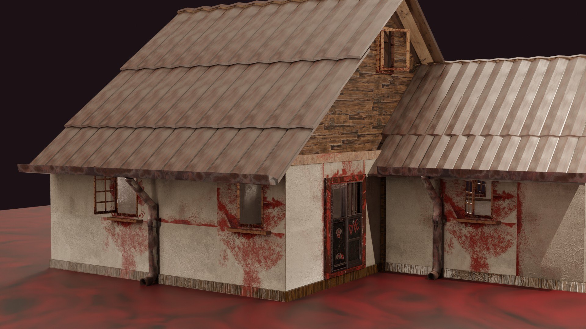 Horror Mansion 3D Model Gothic House With Bloodstained Walls Cursed ...