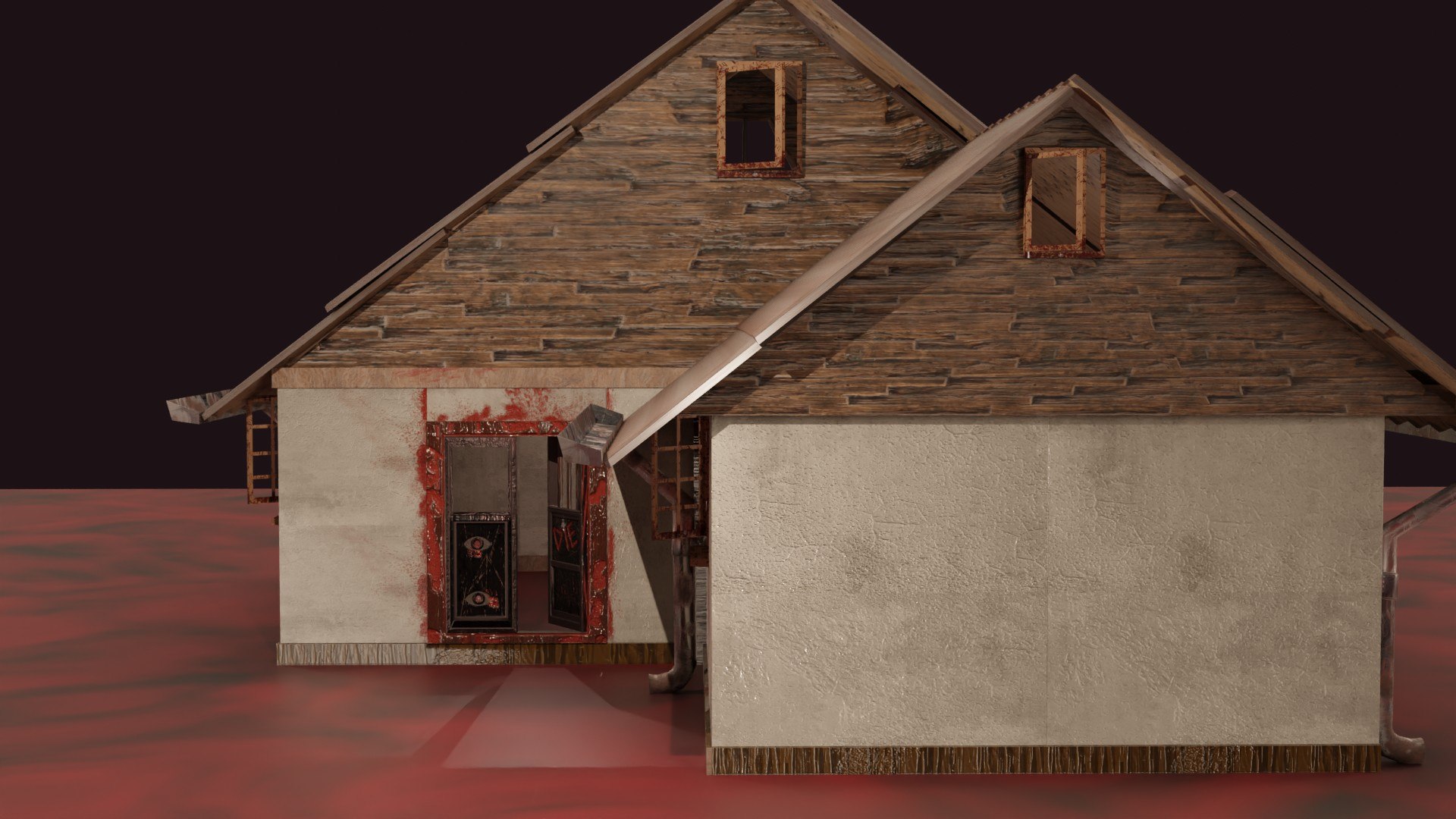 Horror Mansion 3D Model Gothic House With Bloodstained Walls Cursed ...