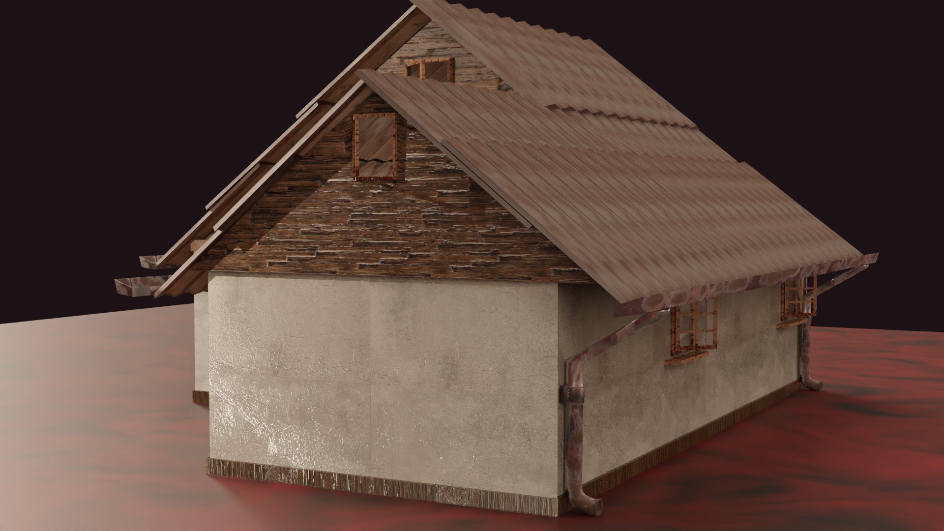 Horror Mansion 3D Model Gothic House With Bloodstained Walls Cursed ...