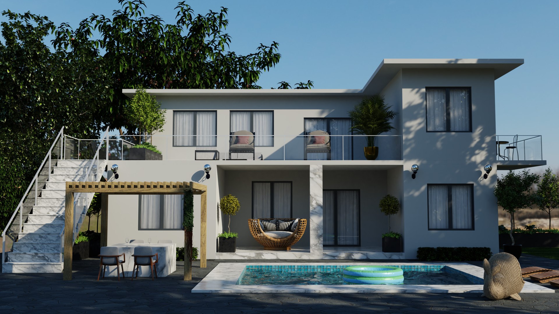 Blender Pool Villa Scene 3D Model - TurboSquid 1797407