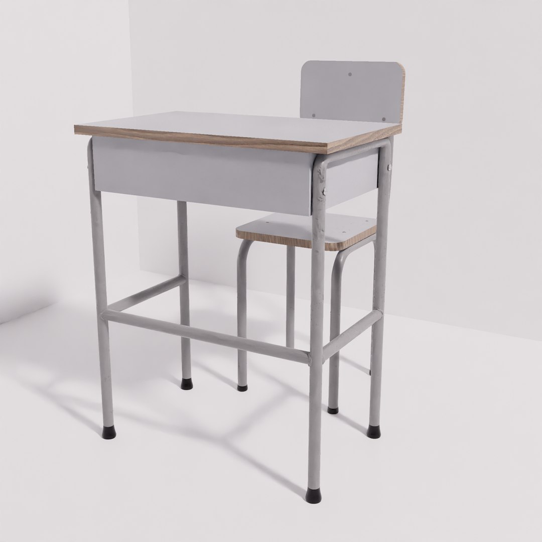Simple School Desk And Chair 3D Model - TurboSquid 2016753