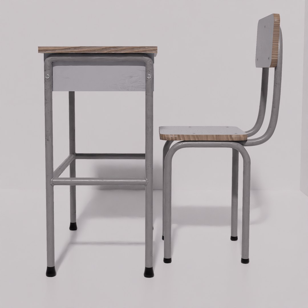 Simple School Desk And Chair 3D Model - TurboSquid 2016753