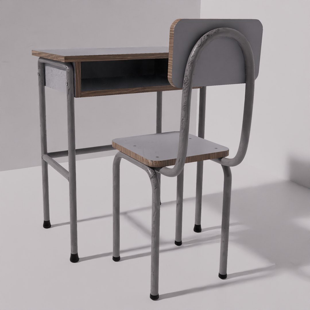 Simple School Desk And Chair 3D Model - TurboSquid 2016753