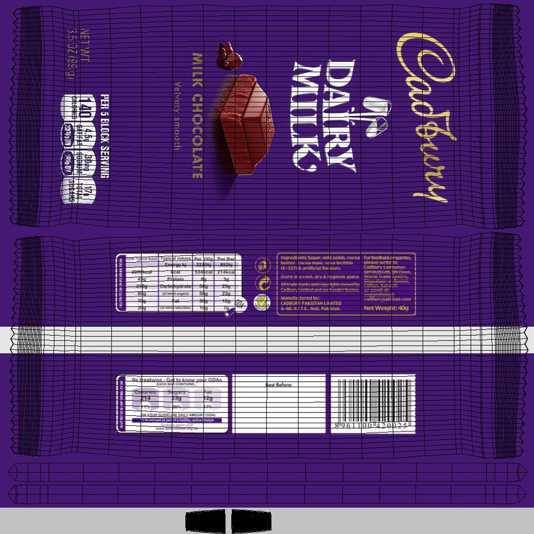 Cadbury Chocolate Bar 3D Model - TurboSquid 1667687