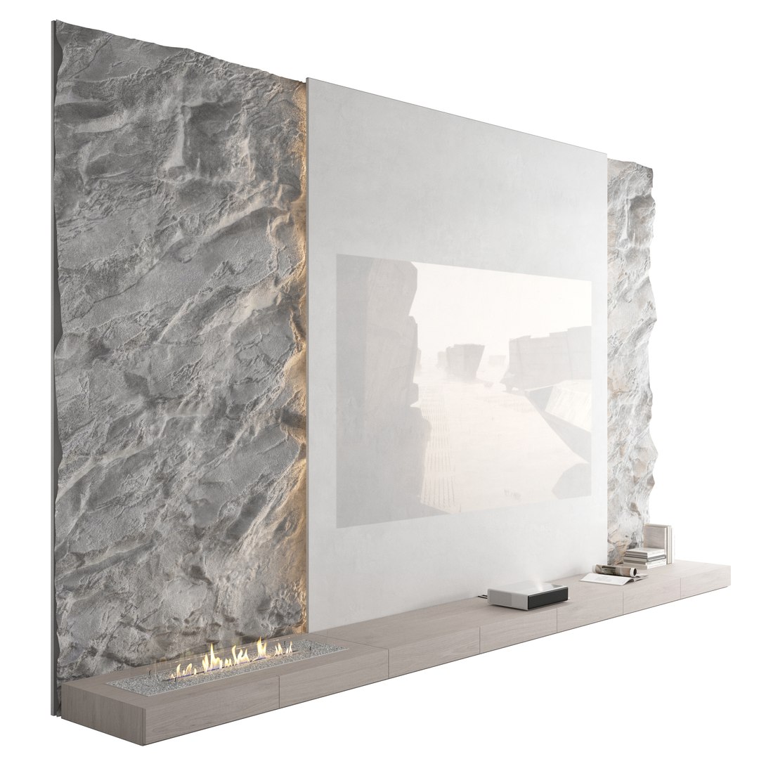 3D TV Wall Set 73 With Laser Projector - TurboSquid 2233000