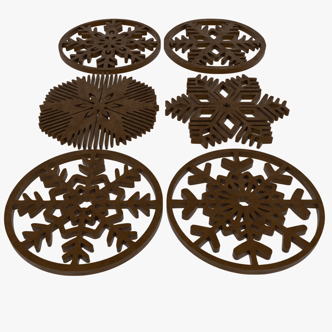 Snow Flake Coaster Set 6 Pieces 3D Print Model 3D Model - TurboSquid ...