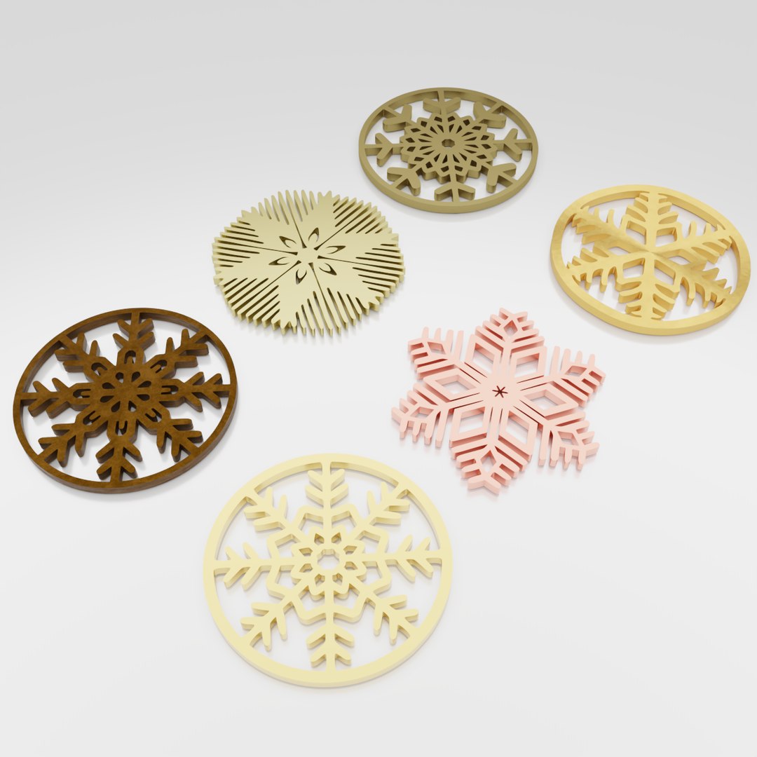 Snow Flake Coaster Set 6 Pieces 3D Print Model 3D Model - TurboSquid ...
