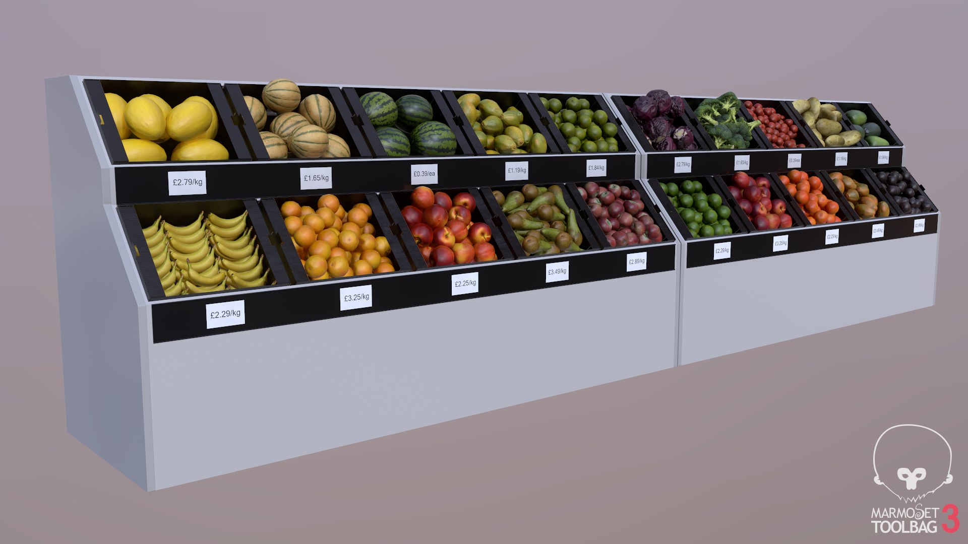 Supermarket Produce Display 3D Model - TurboSquid 2034657