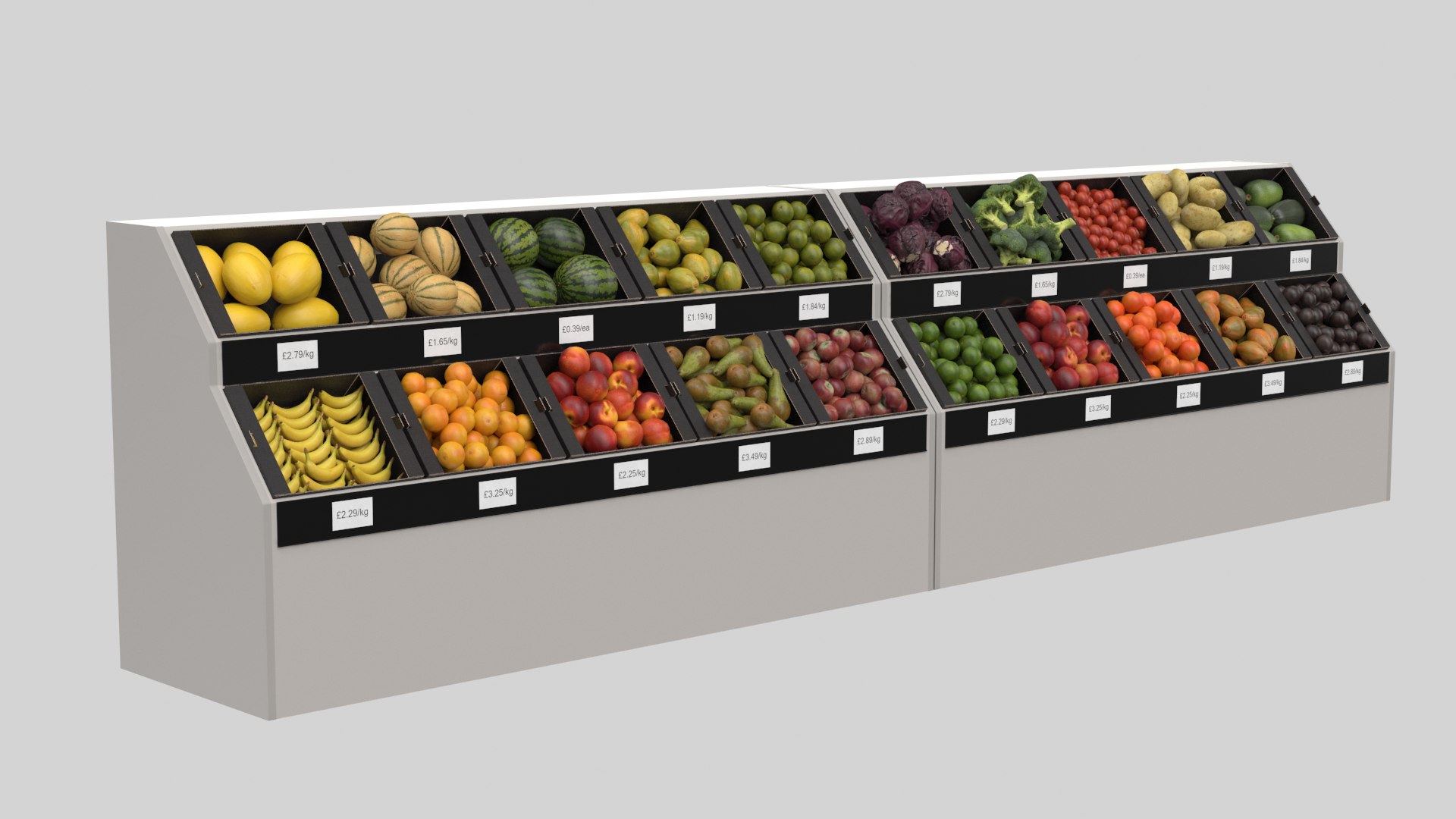 Supermarket Produce Display 3D Model - TurboSquid 2034657