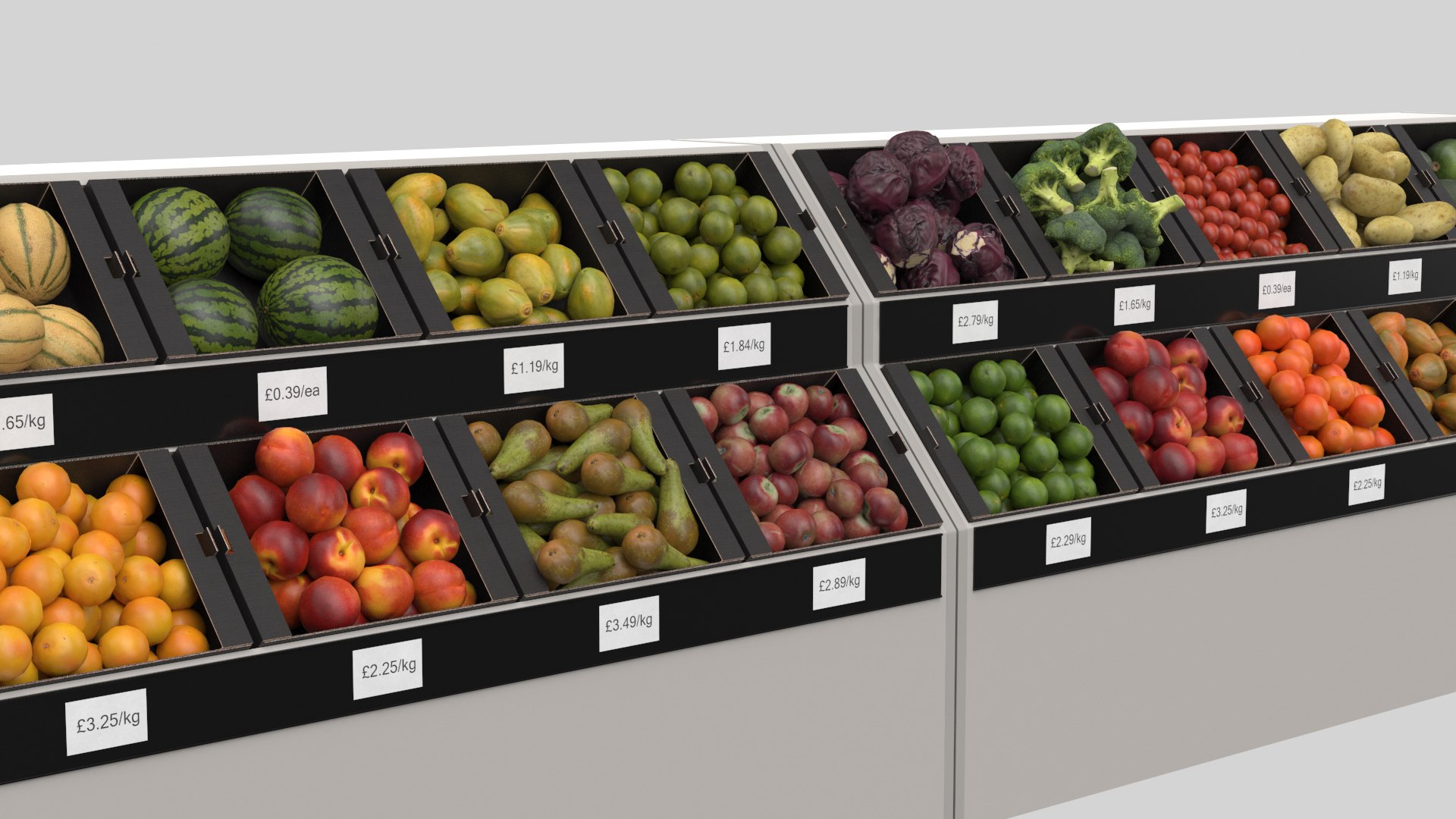 Supermarket Produce Display 3D Model - TurboSquid 2034657