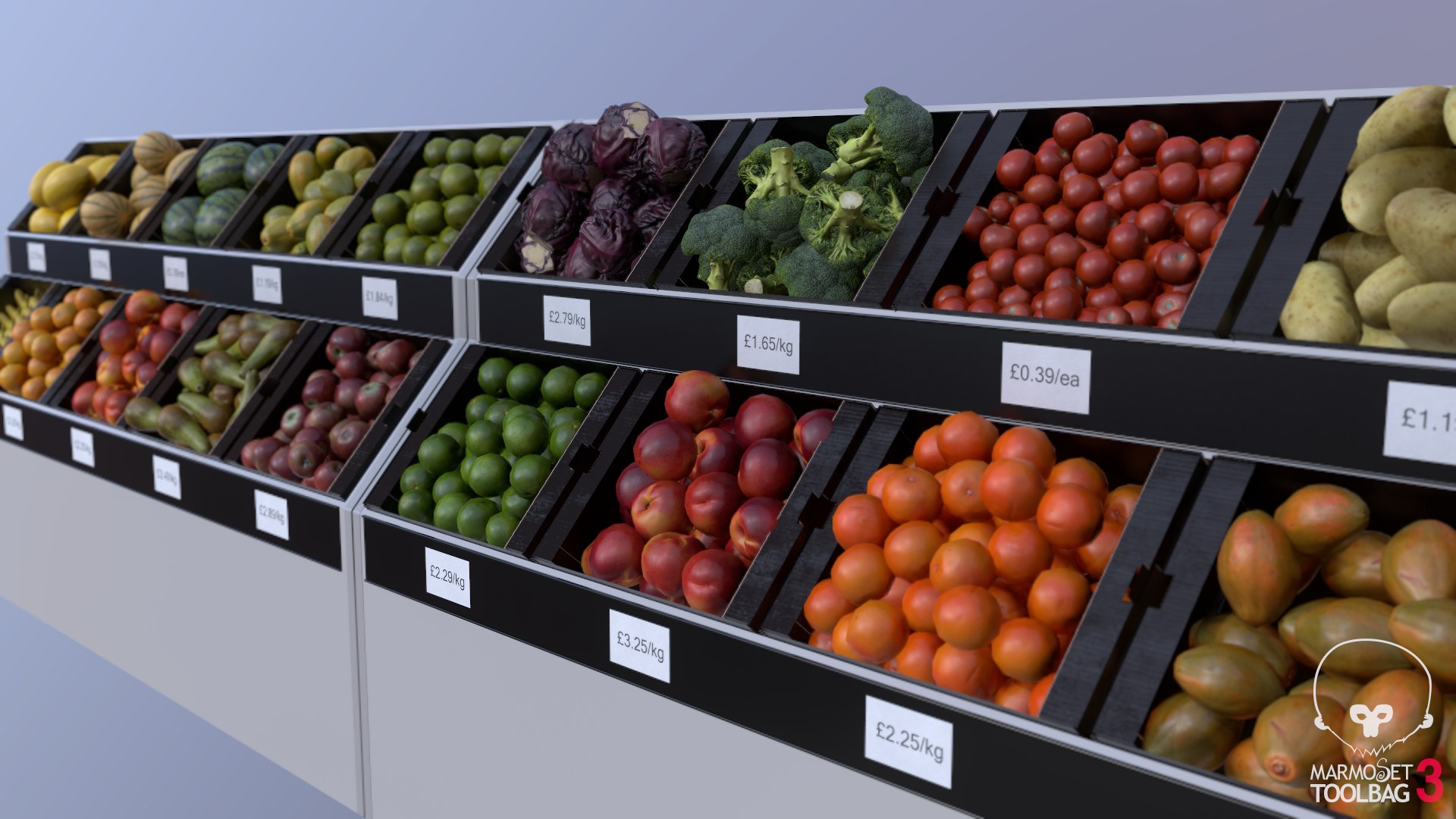 Supermarket Produce Display 3D Model - TurboSquid 2034657