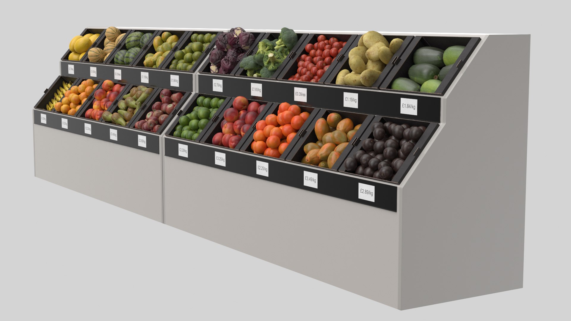 Supermarket Produce Display 3D Model - TurboSquid 2034657