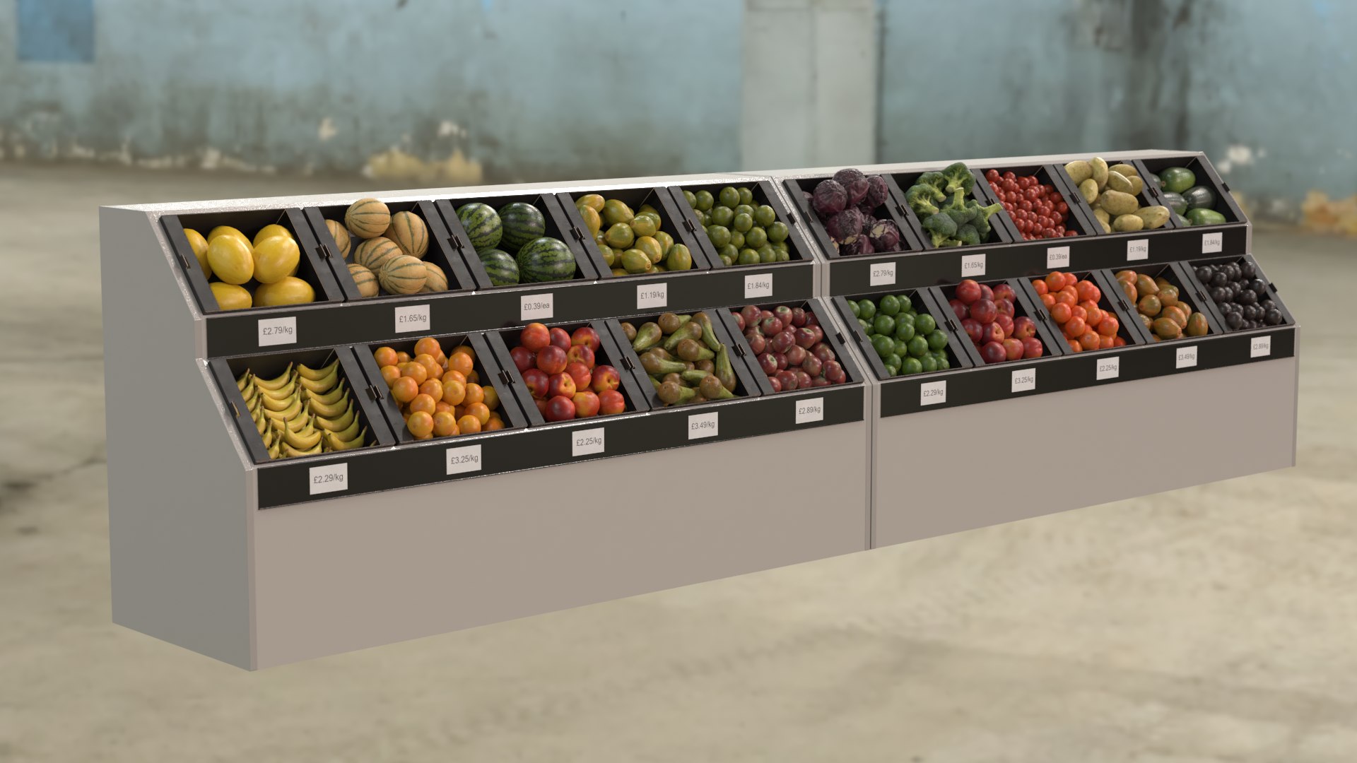 Supermarket Produce Display 3D Model - TurboSquid 2034657