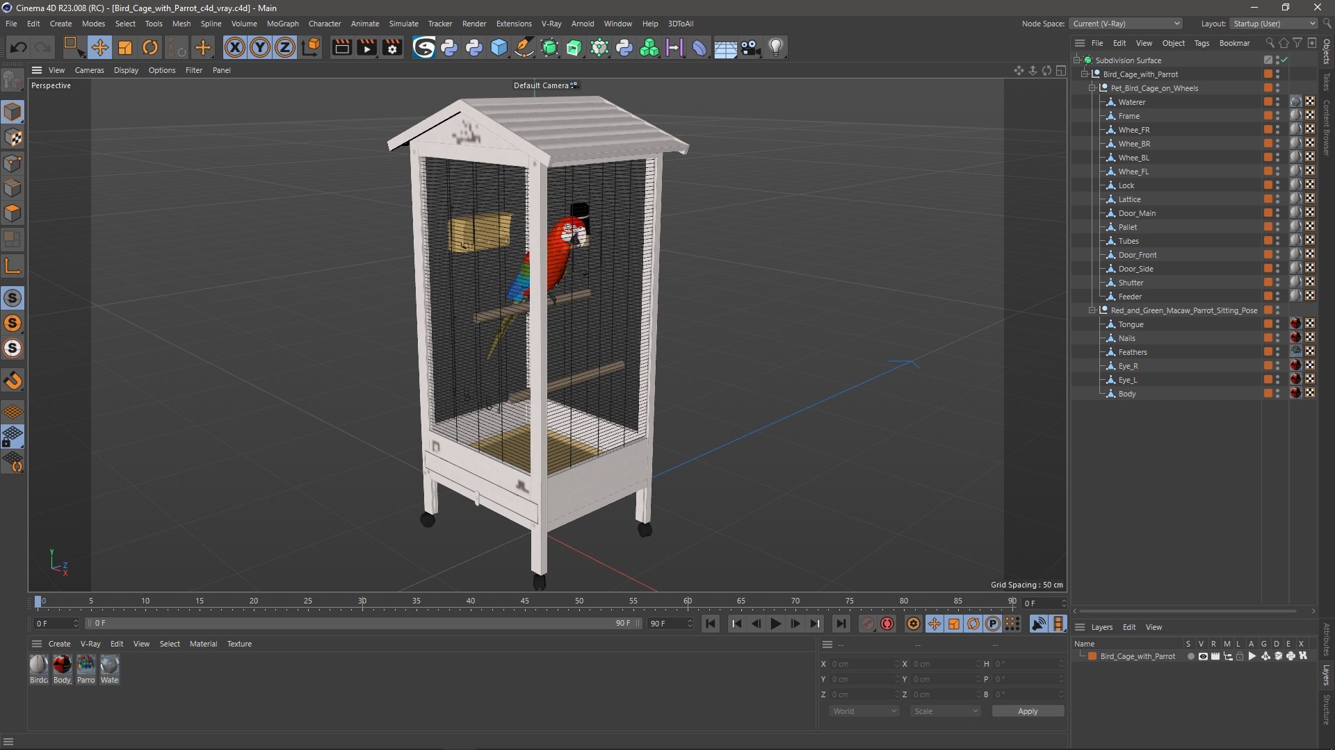 3D Bird Cage With Parrot - TurboSquid 2325134