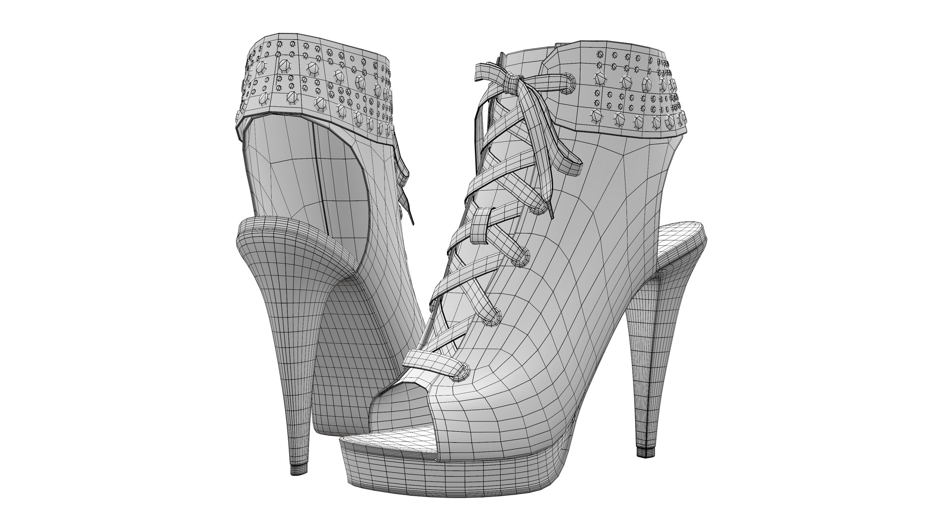 Denim Cutout Sneakers Heels 3D Model - TurboSquid 1746772