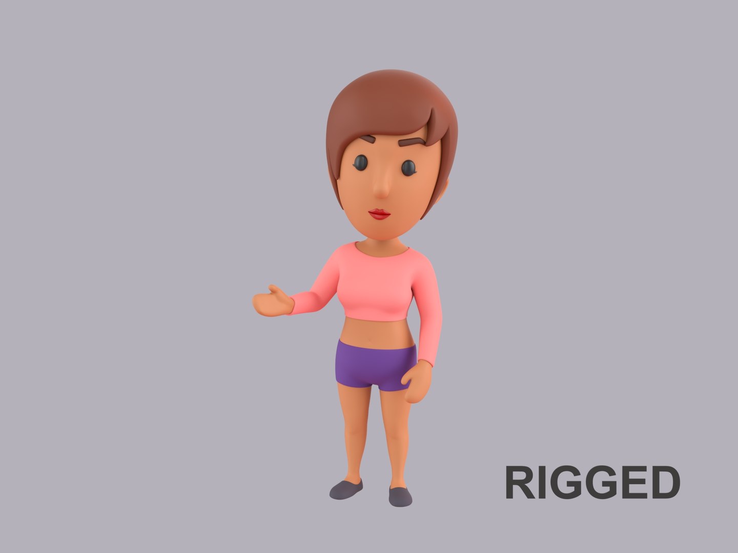 3D Cartoon Female Character Rigged 074 - TurboSquid 2379313