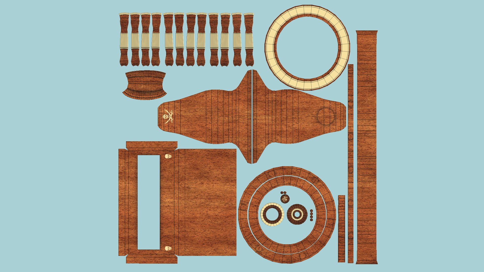 Pirate Ship Wheel 02 - Gold Luxury - Helm Interior Parts 3D Model ...