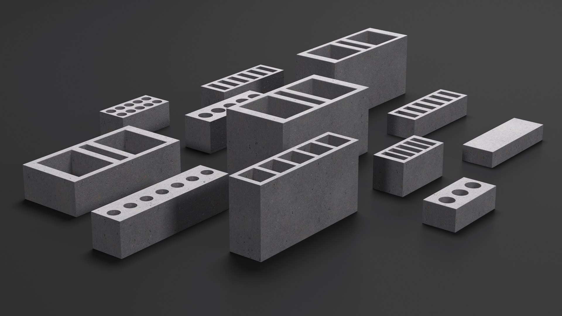 3D Concrete Modular Bricks Set - TurboSquid 2141582