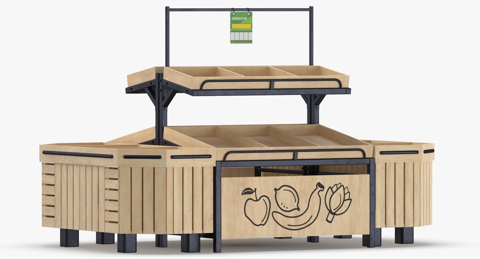 Wooden Fruit Veggies Display 3D - TurboSquid 1553089