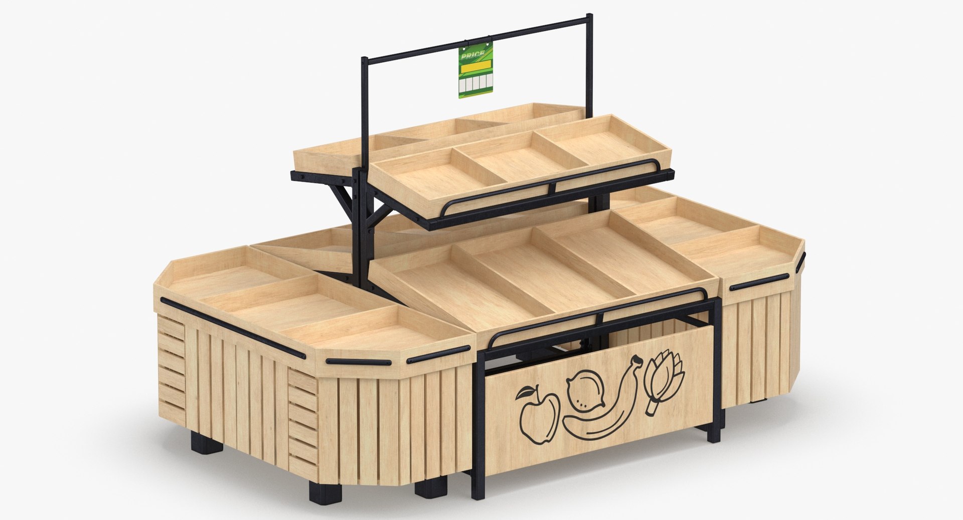 Wooden Fruit Veggies Display 3D - TurboSquid 1553089