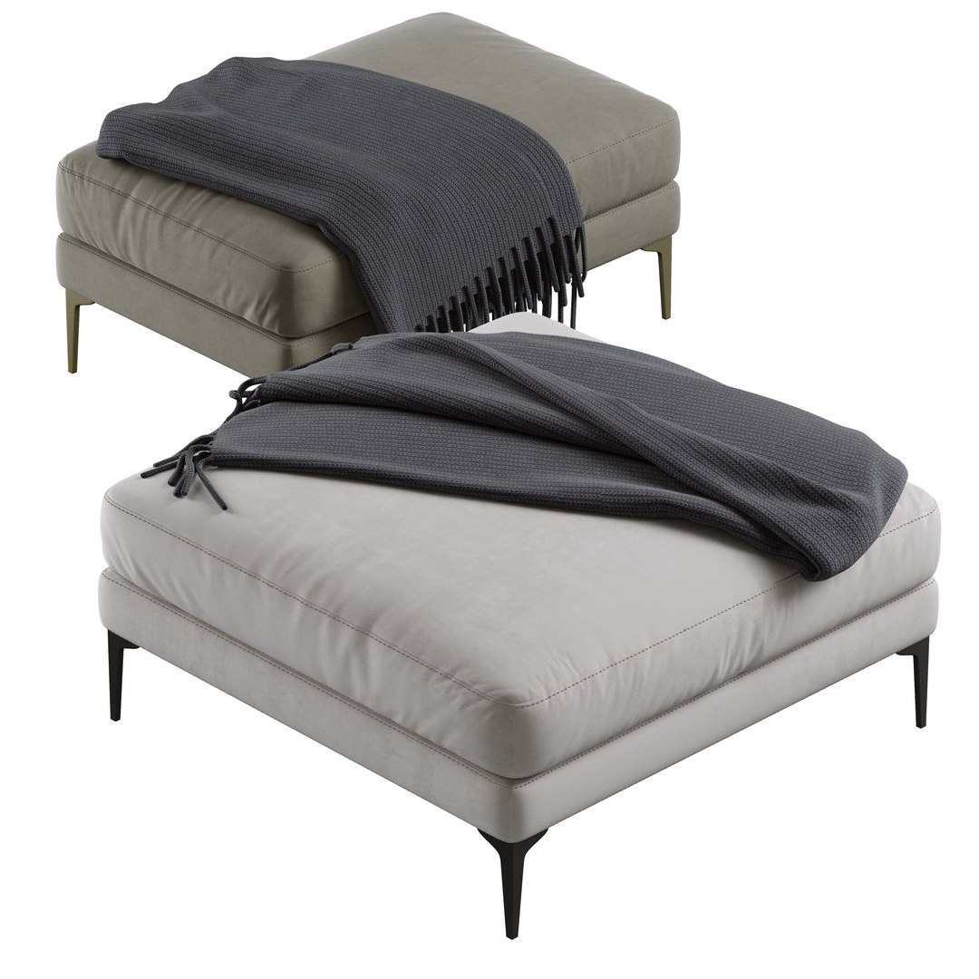 3D West Elm Andes Ottoman - TurboSquid 1823777