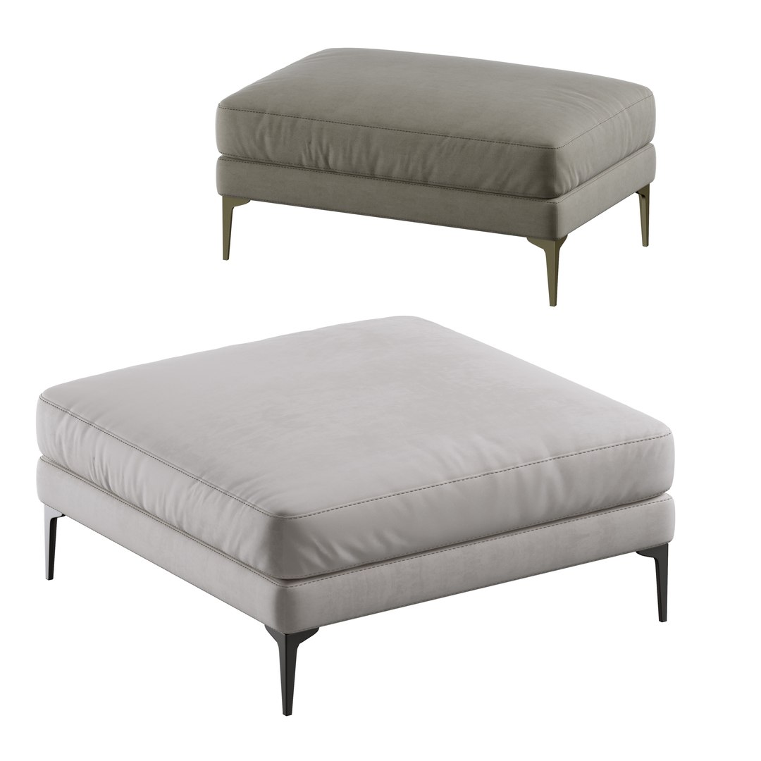3D West Elm Andes Ottoman - TurboSquid 1823777