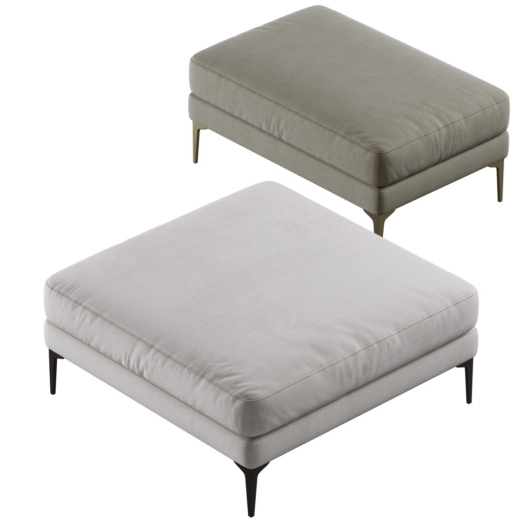 3D West Elm Andes Ottoman - TurboSquid 1823777