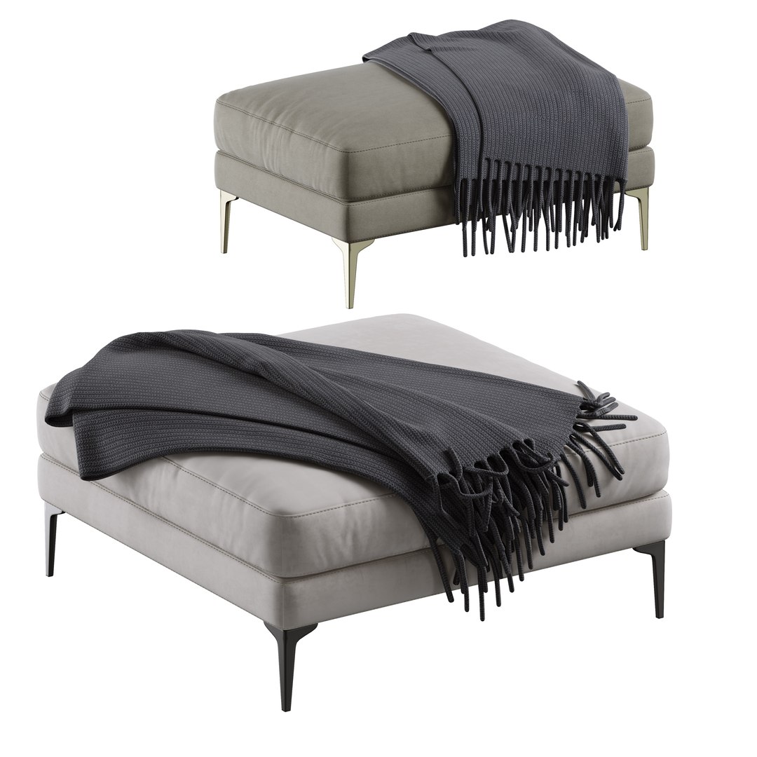 3D West Elm Andes Ottoman - TurboSquid 1823777