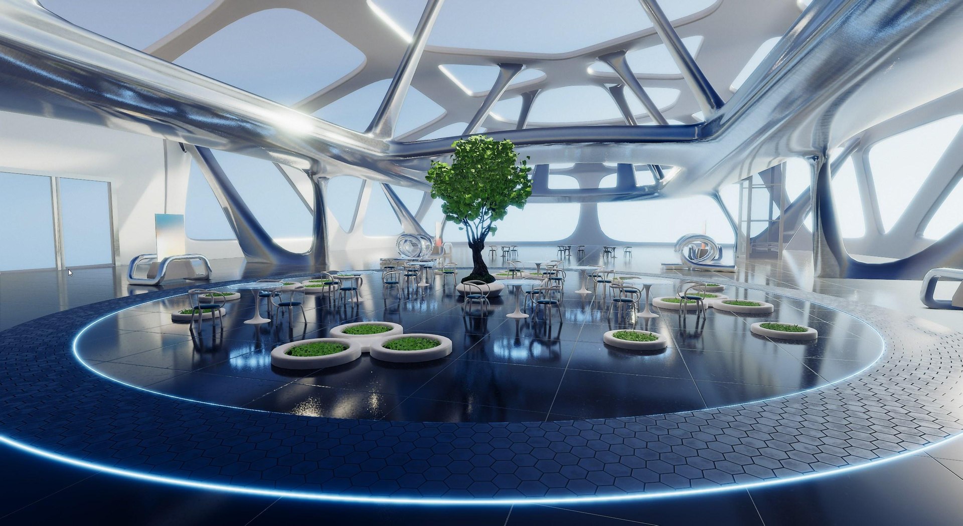 3D Model Exhibition Hall Futuristic Interior Unity - TurboSquid 2036602