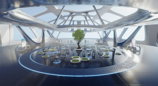 3D model Exhibition Hall Futuristic Interior Unity - TurboSquid 2036602