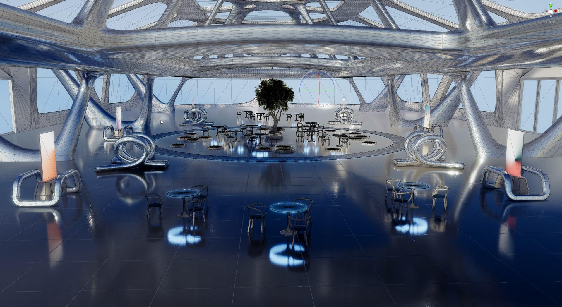 3D Model Exhibition Hall Futuristic Interior Unity - TurboSquid 2036602