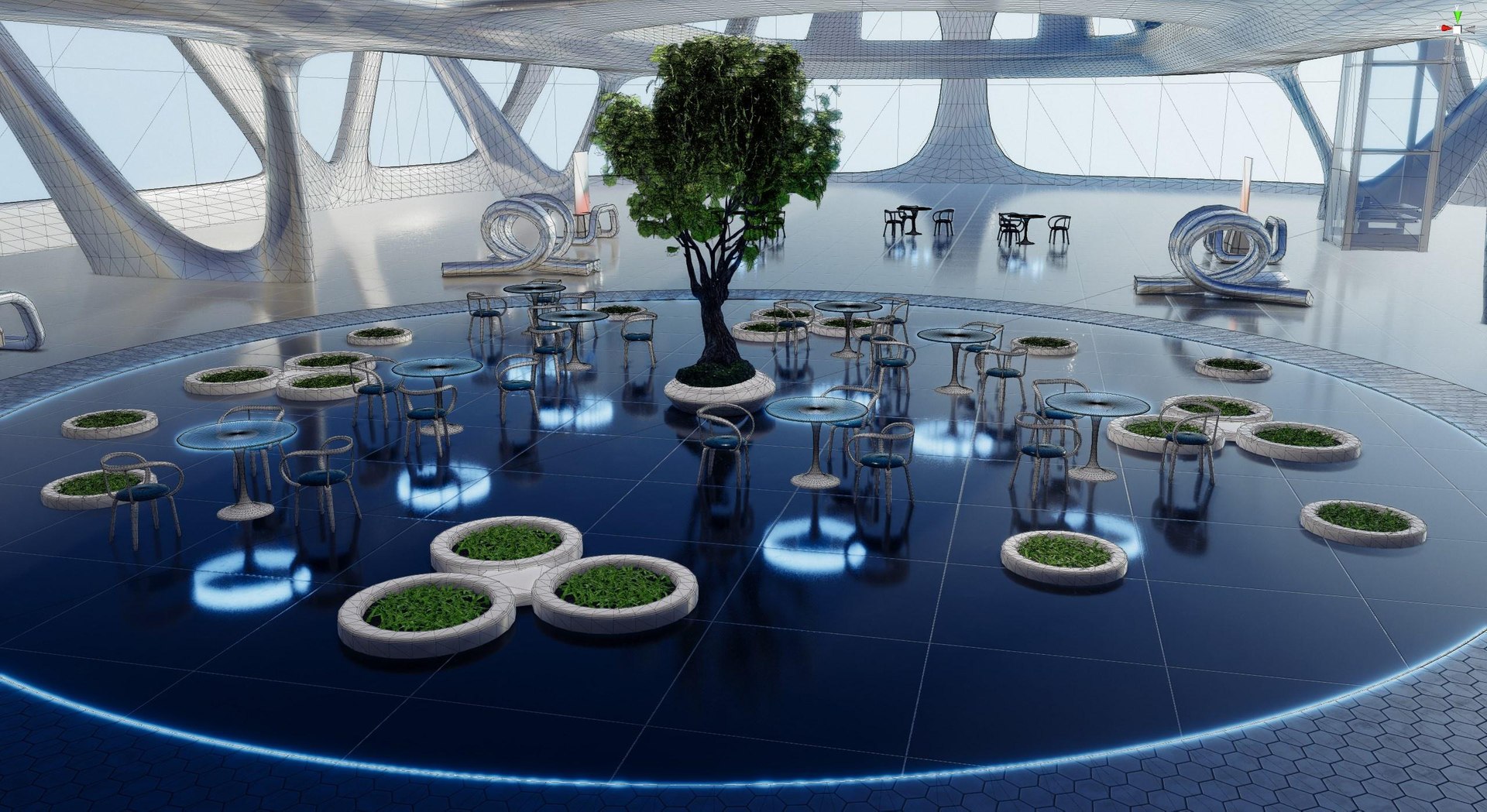 3D Model Exhibition Hall Futuristic Interior Unity - TurboSquid 2036602