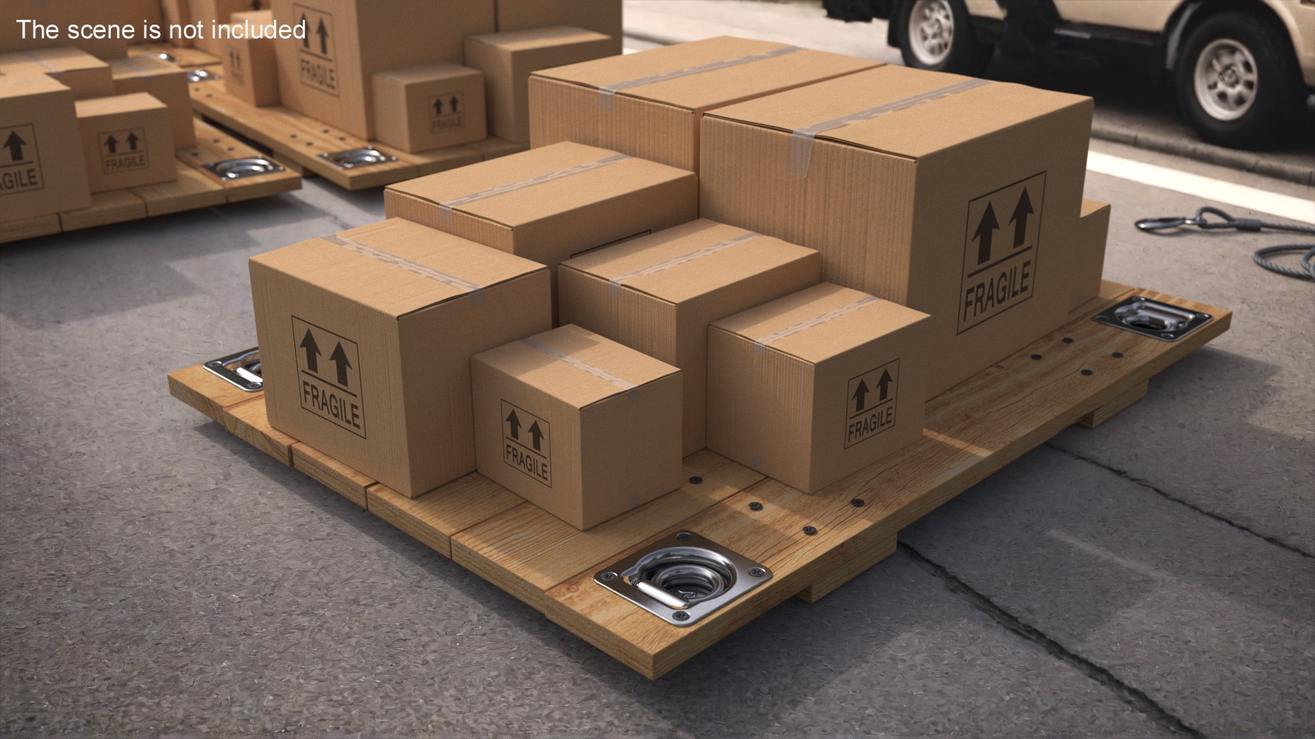 3D Stacked Freight Boxes On Slatted Pallet - TurboSquid 2415930