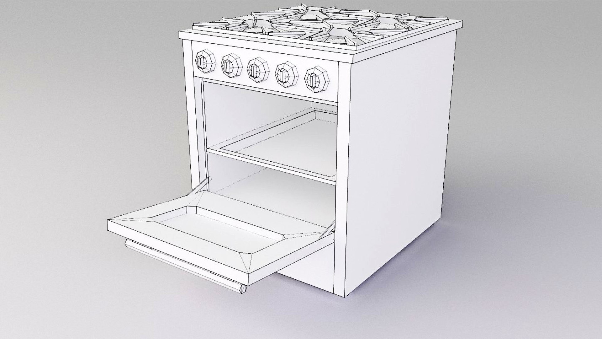 3D Gas Range Cooker Model - TurboSquid 1528468