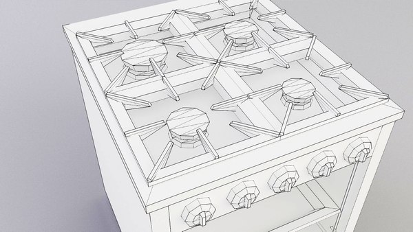 3D gas range cooker model - TurboSquid 1528468