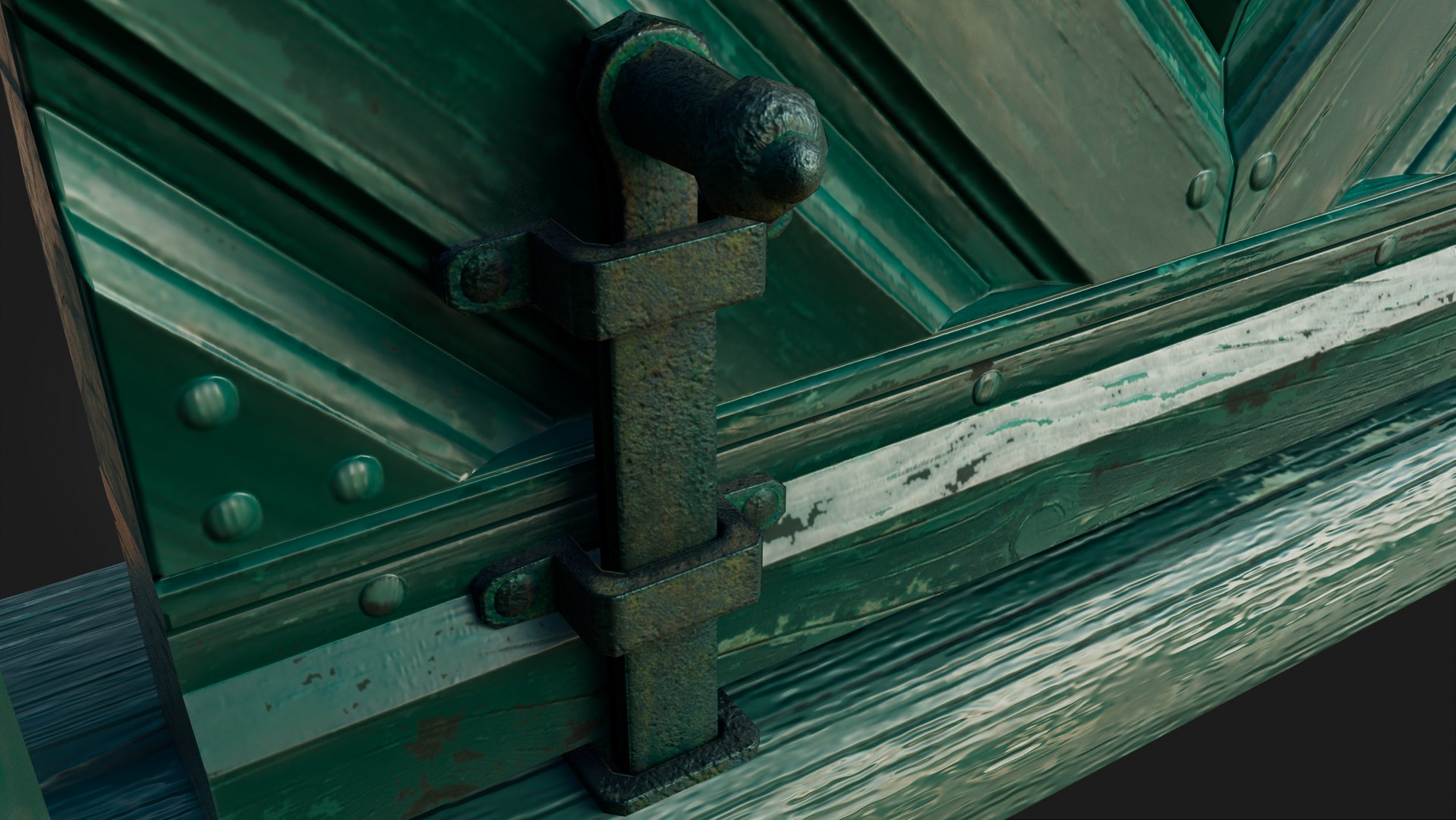 3D Model Antique Wooden Doubledoors Green - PBR - TurboSquid 1837866