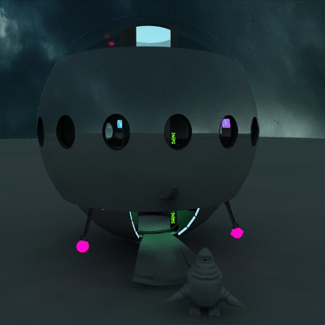 grey eyed alien ufo 3d model