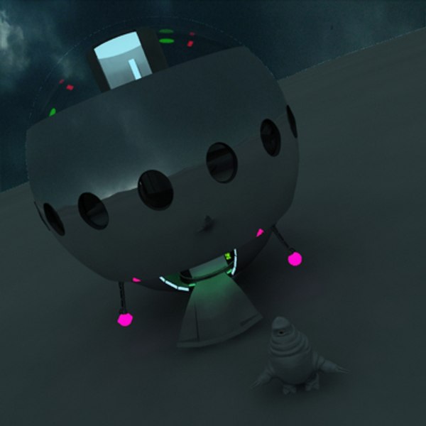 grey eyed alien ufo 3d model