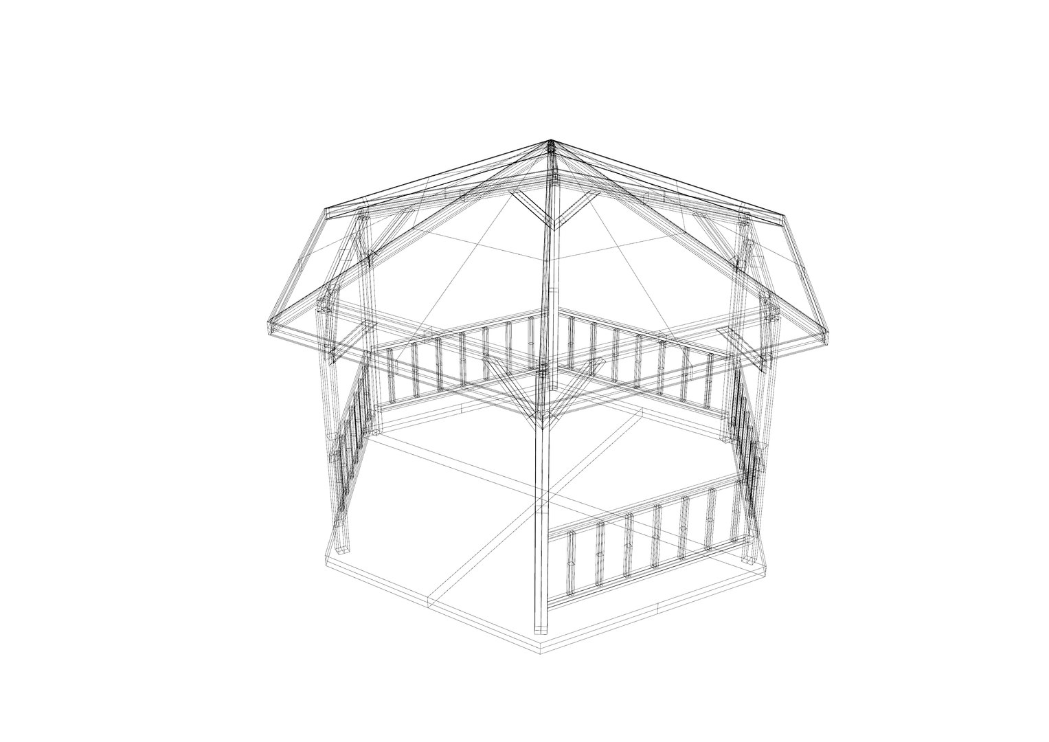 Wooden Gazebo Model - TurboSquid 1372655