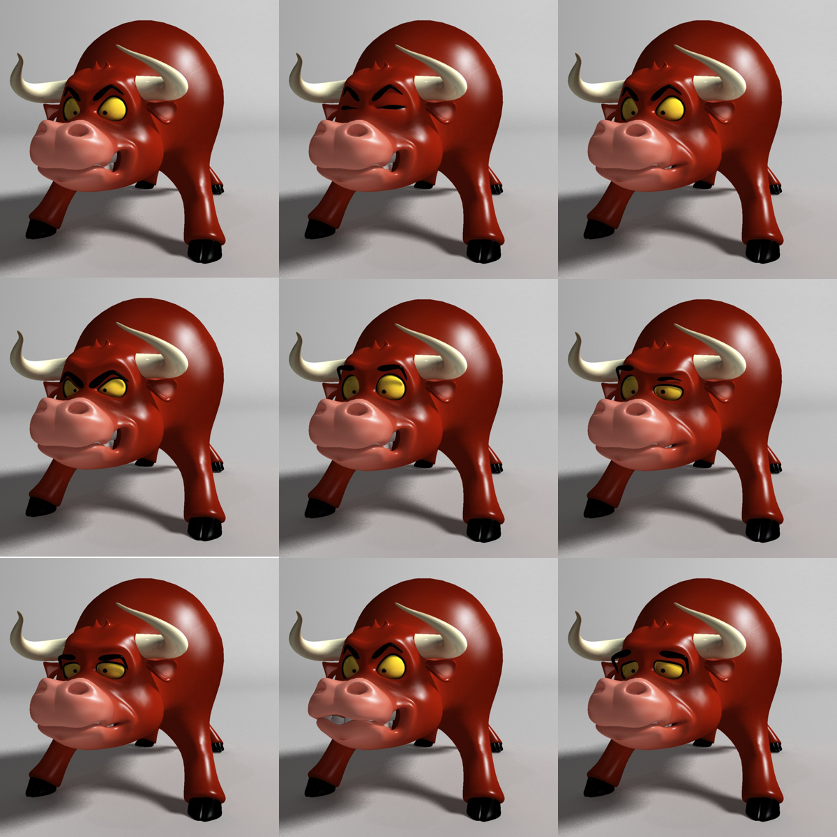 cartoon bull rigged 3d model