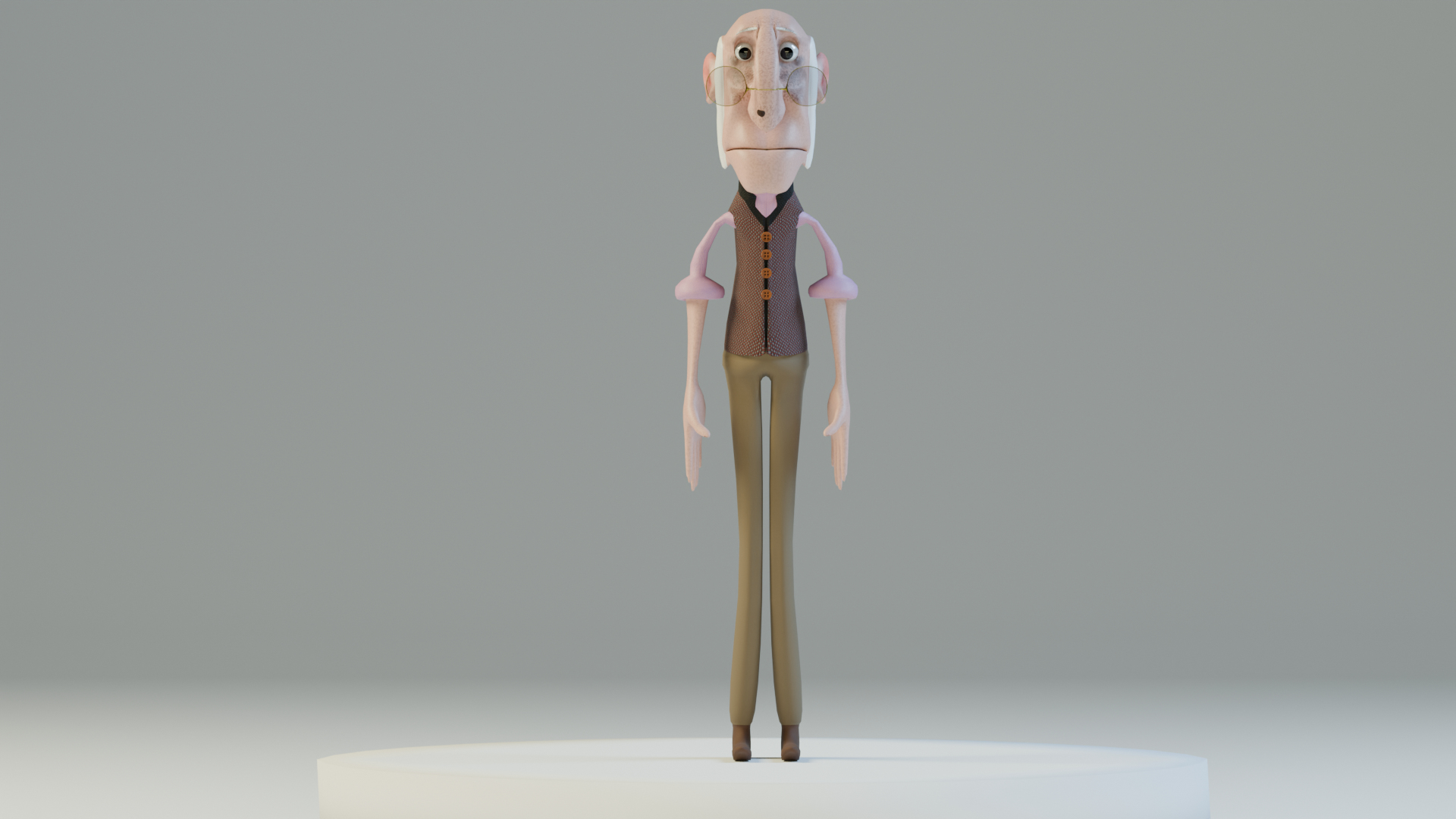 Cartoon Old Man Rigged Game-Animation-Ready Low Poly 3D Model ...