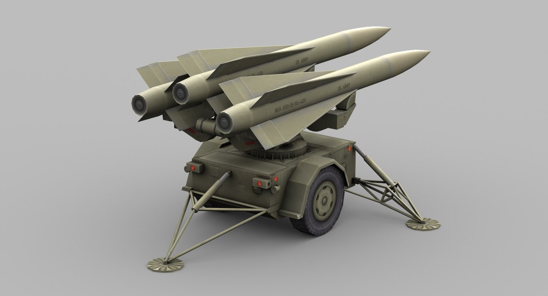 Low-poly Hawk Missile Launcher Max