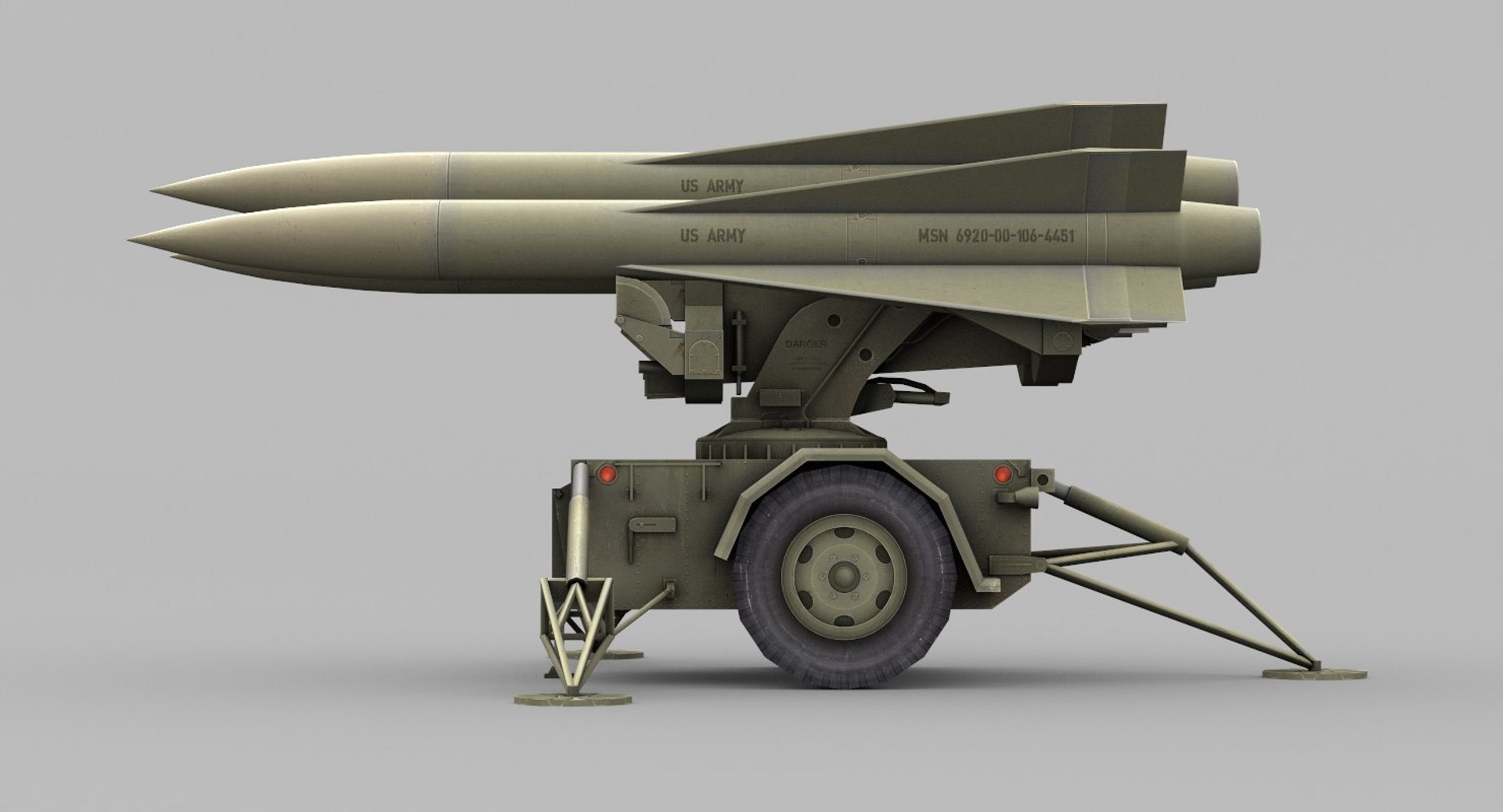 Low-poly Hawk Missile Launcher Max