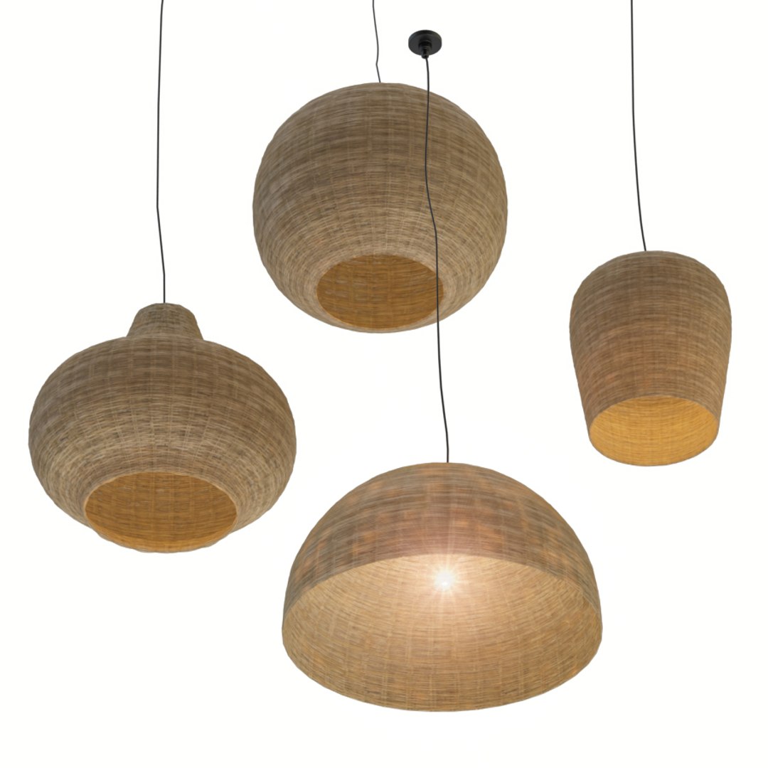 Chandeliers Rotang Set Pendant Light Model - TurboSquid 1432182