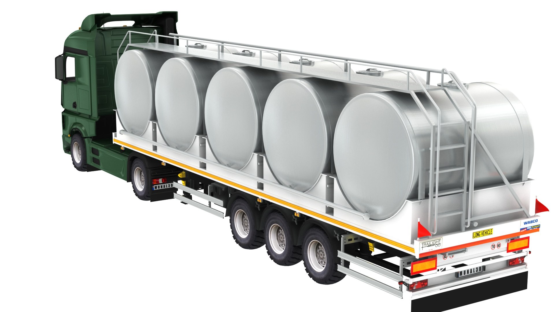 3D Model Milk Trailer With Truck - TurboSquid 2277977