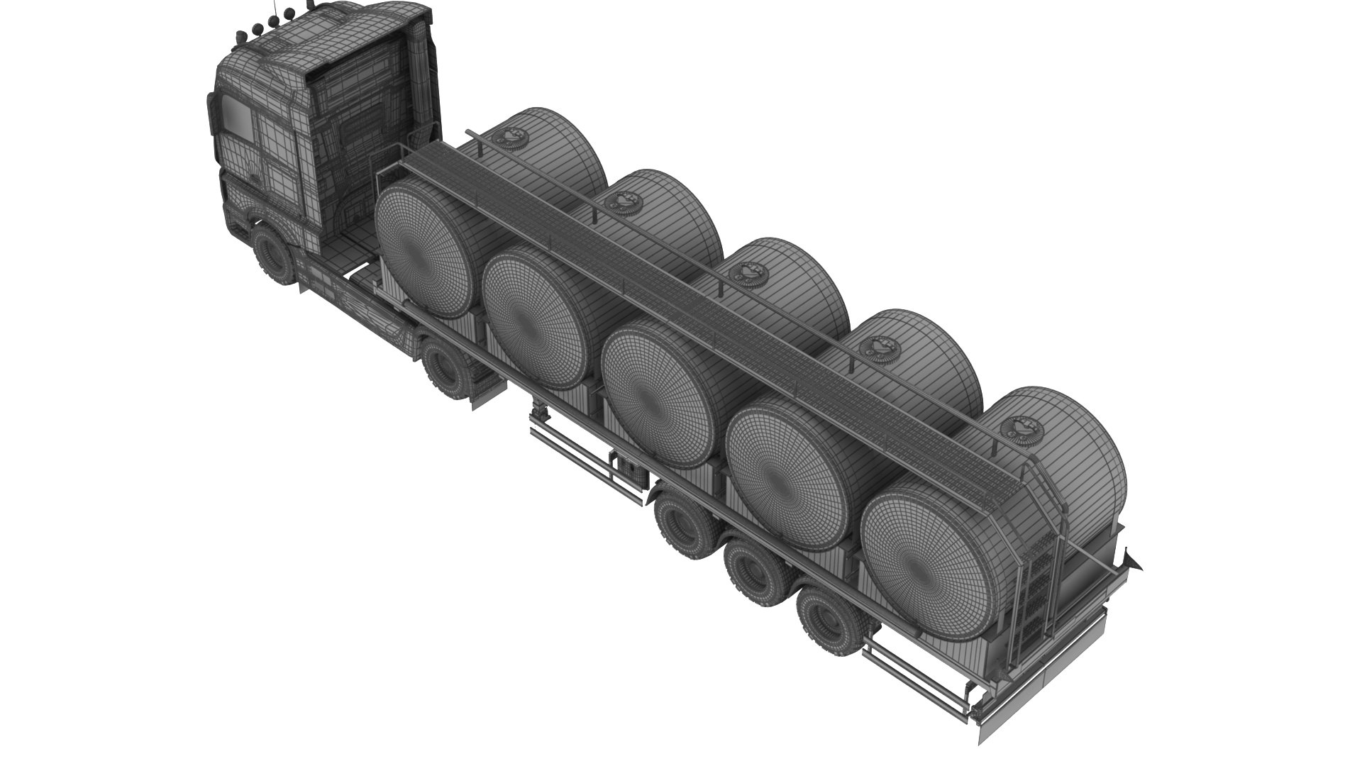 3D Model Milk Trailer With Truck - TurboSquid 2277977