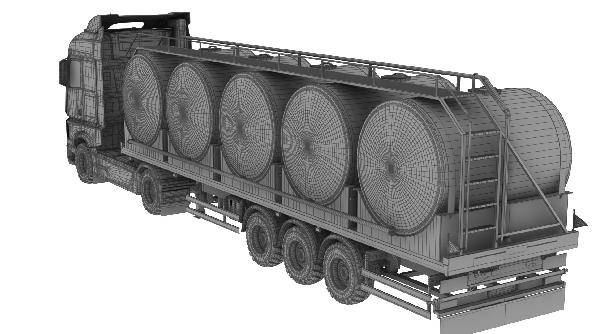 3D Model Milk Trailer With Truck - TurboSquid 2277977