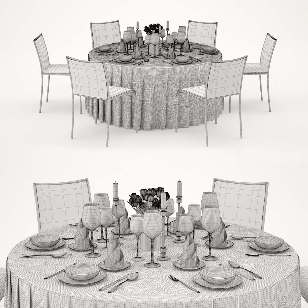 Banquet Table 6 3d Model