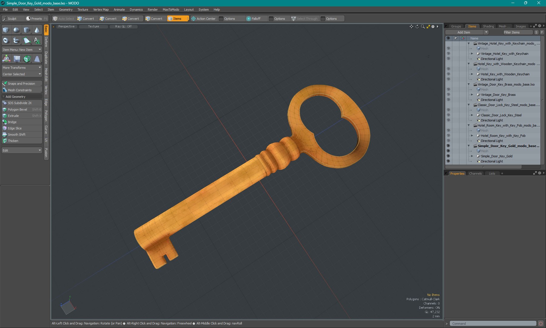 3D Model Simple Door Key Gold - TurboSquid 2327204