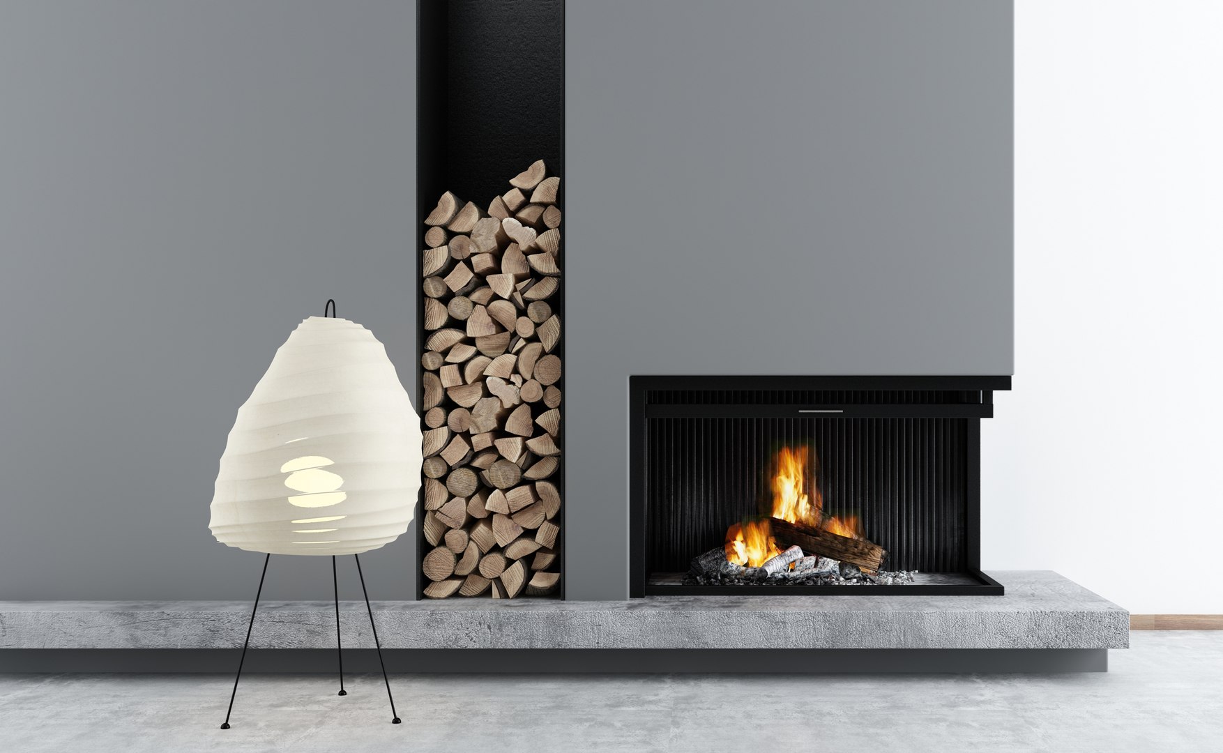 3D model Modern fireplace decoration background wall model - TurboSquid ...